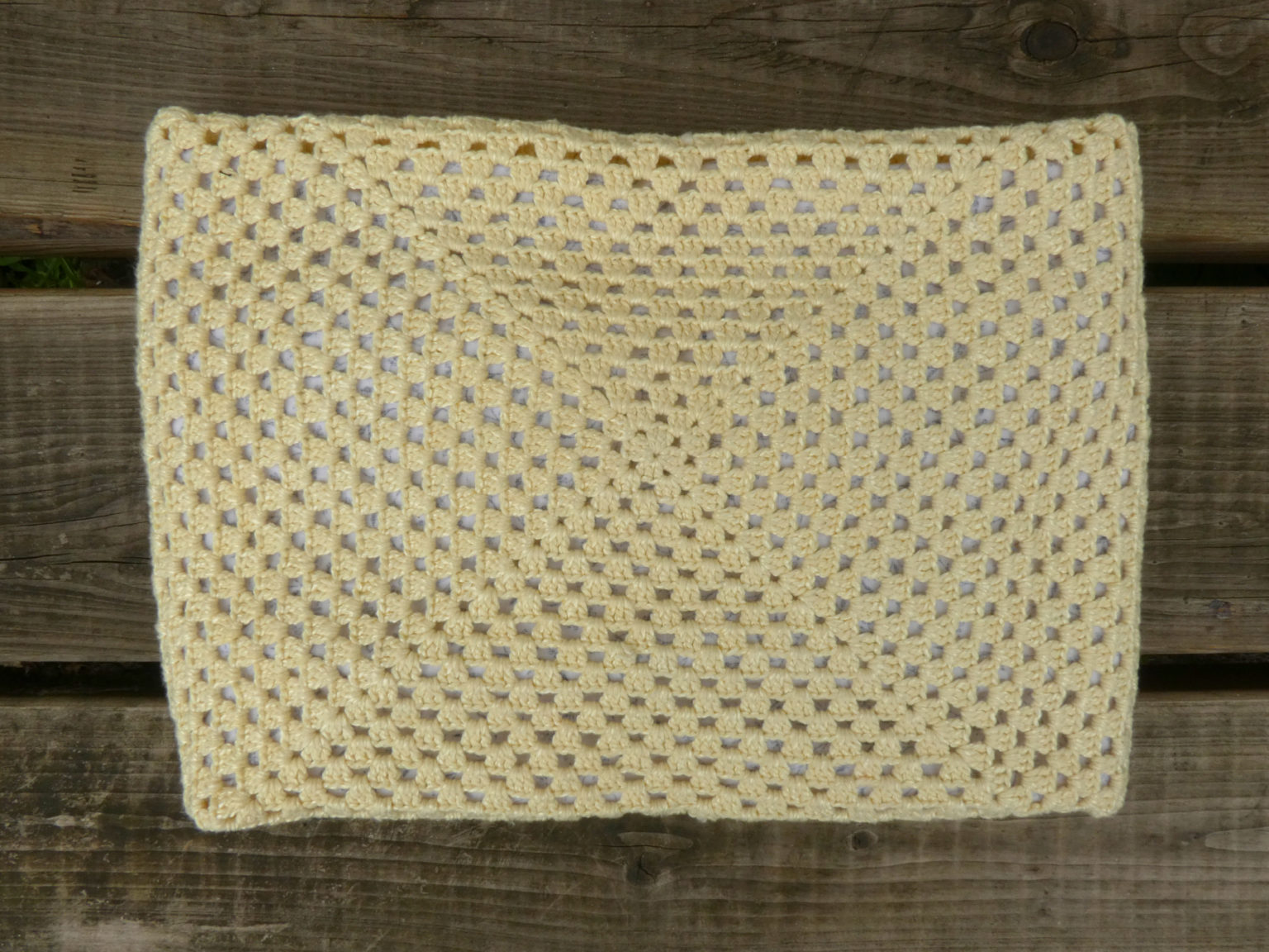 Yellow Granny Square Baby Blanket with Fabric Backing