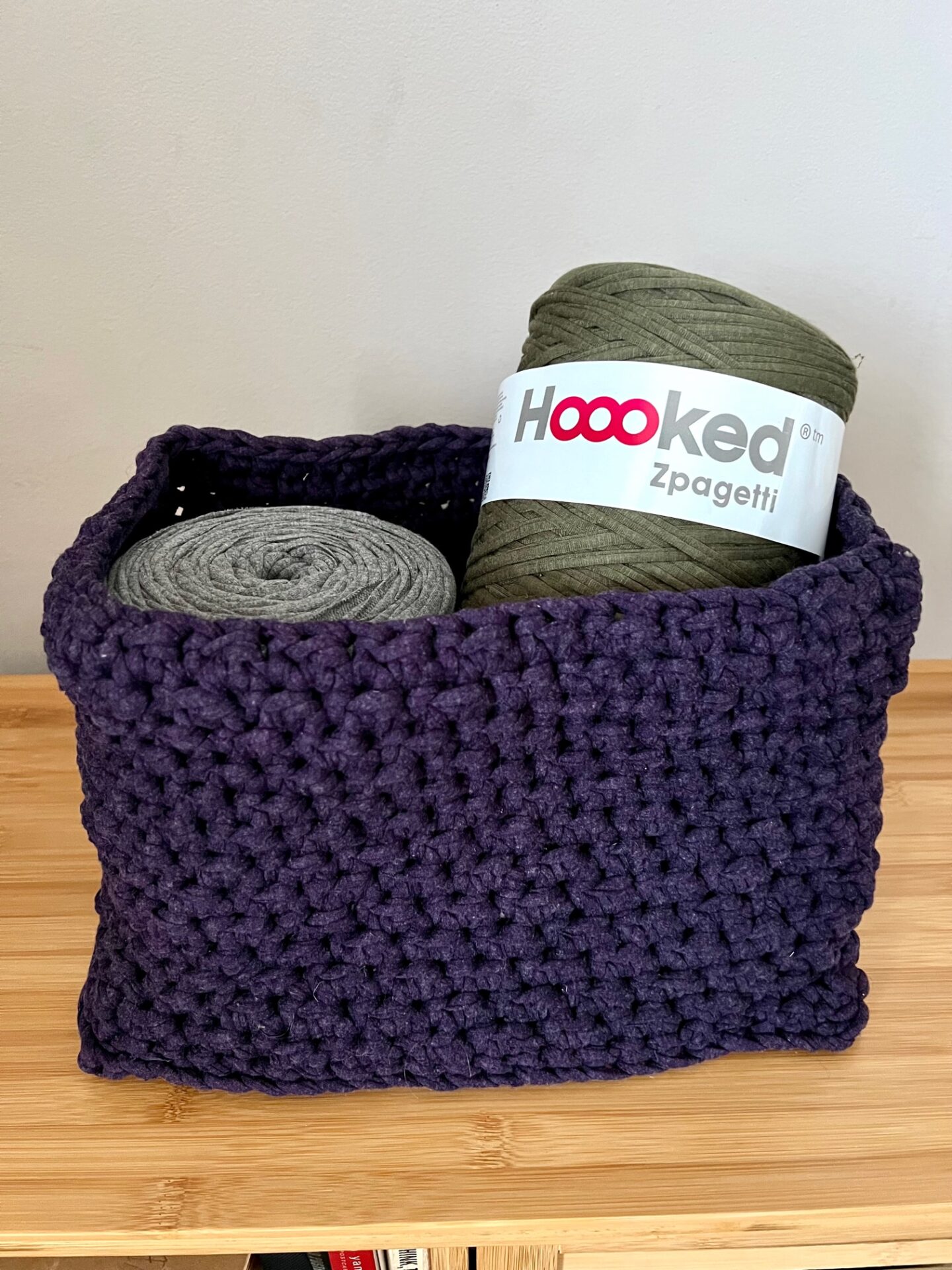 Lemon Peel Hoooked Zpagetti Storage Basket - a Free Crochet Pattern